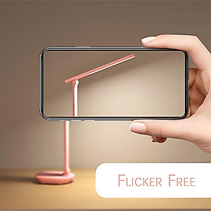 AQINGLING LED Desk Lamp with ​USB Charging Port Nightlight, Eye-Caring Desk Lights for Home Office, 5 Modes Dimmable, Auto Timer, Black