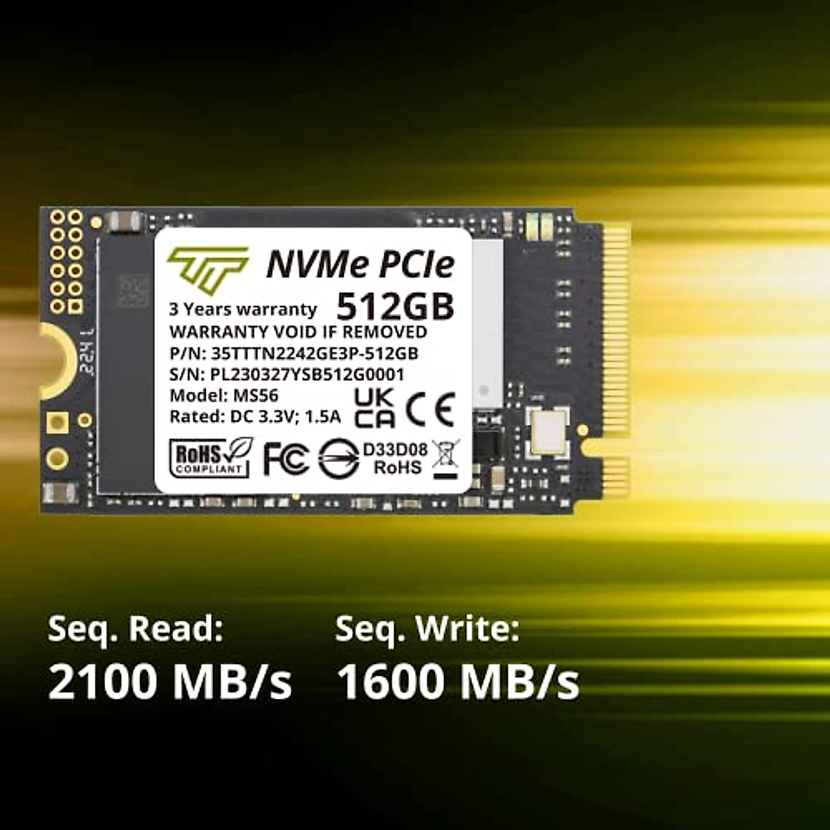 Timetec 512GB M.2 2242 SSD NVMe PCIe Gen3x4 3D NAND TLC Read/Write Speed Up to 2,000/1,500 MB/s Compatible with Lenovo Thinkpad E15 / ThinkPad 11e Yoga Gen 6, Laptop and Desktop