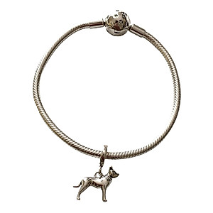 Bolenvi Pitbull American Pit Bull Terrier Bully Dog 925 Sterling Silver Pendant Charm Bead for Pandora & Similar Charm Bracelets or Necklaces