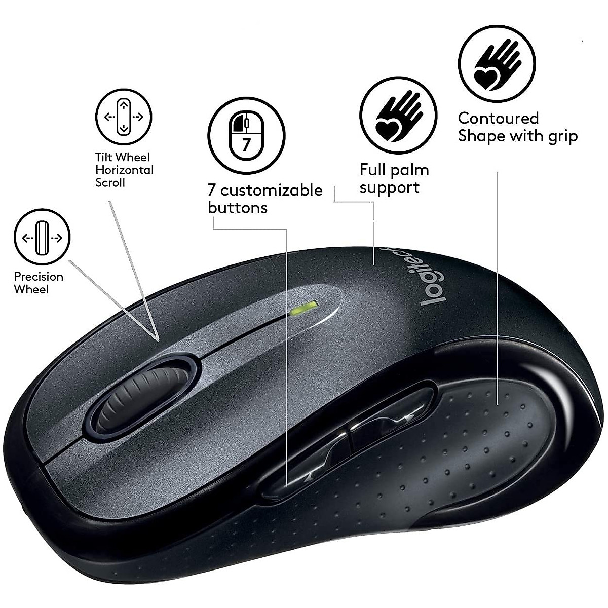 Vexko Bundle Logitech Mouse M510 Wireless Computer with USB Unifying Receiver Ergonomic Mouse Pad with Gel Wrist Rest (Black)