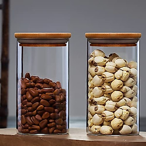 20 OZ/600ml Glass Airtight Food Storage Containers,Spice Jar with Bamboo Airtight Lids，Pack of 12 Clear Glass Food Storage Jars Containers for Candy, Cookie,Coffee