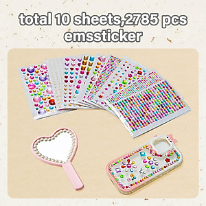 2774PCS Gem Stickers, Self Adhesive Gems for Crafts, Acrylic Bling Heart Stickers, Jewel Stickers Crafts self Adhesive, Assorted Shapes Jewels Rhinestones Stickers, Craft Supplies for Kids