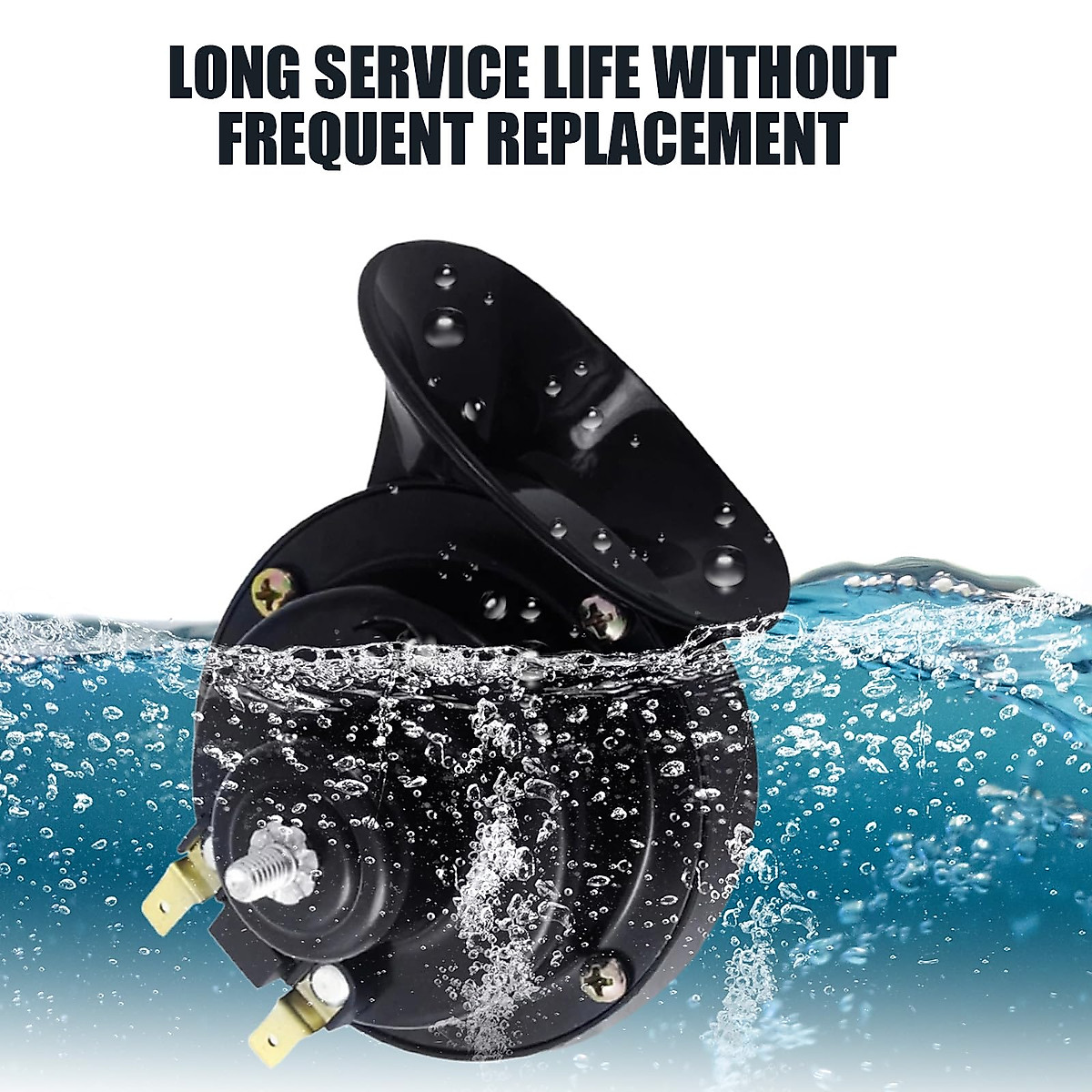 Fogfar 2 PCS Car Snail Horn, Waterproof Shockproof Ultra-loud Tweeter, Honk Double-tone Modified Horn, Universal Air Horn Replacement Kit for Most Car Motorcycles (Black)