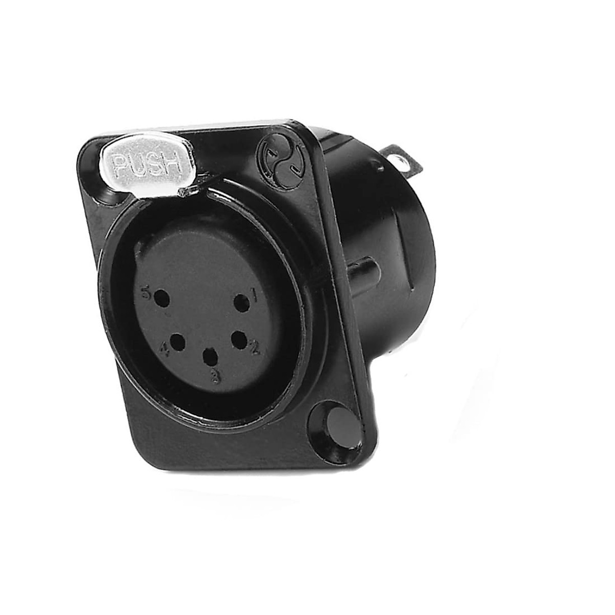 GDQLCNXB XLR Female Jack 5 Pin Panel Mount Jacks, XLR Female Socket Audio Speaker Microphone Connector 5Pcs,Black Metal Housing