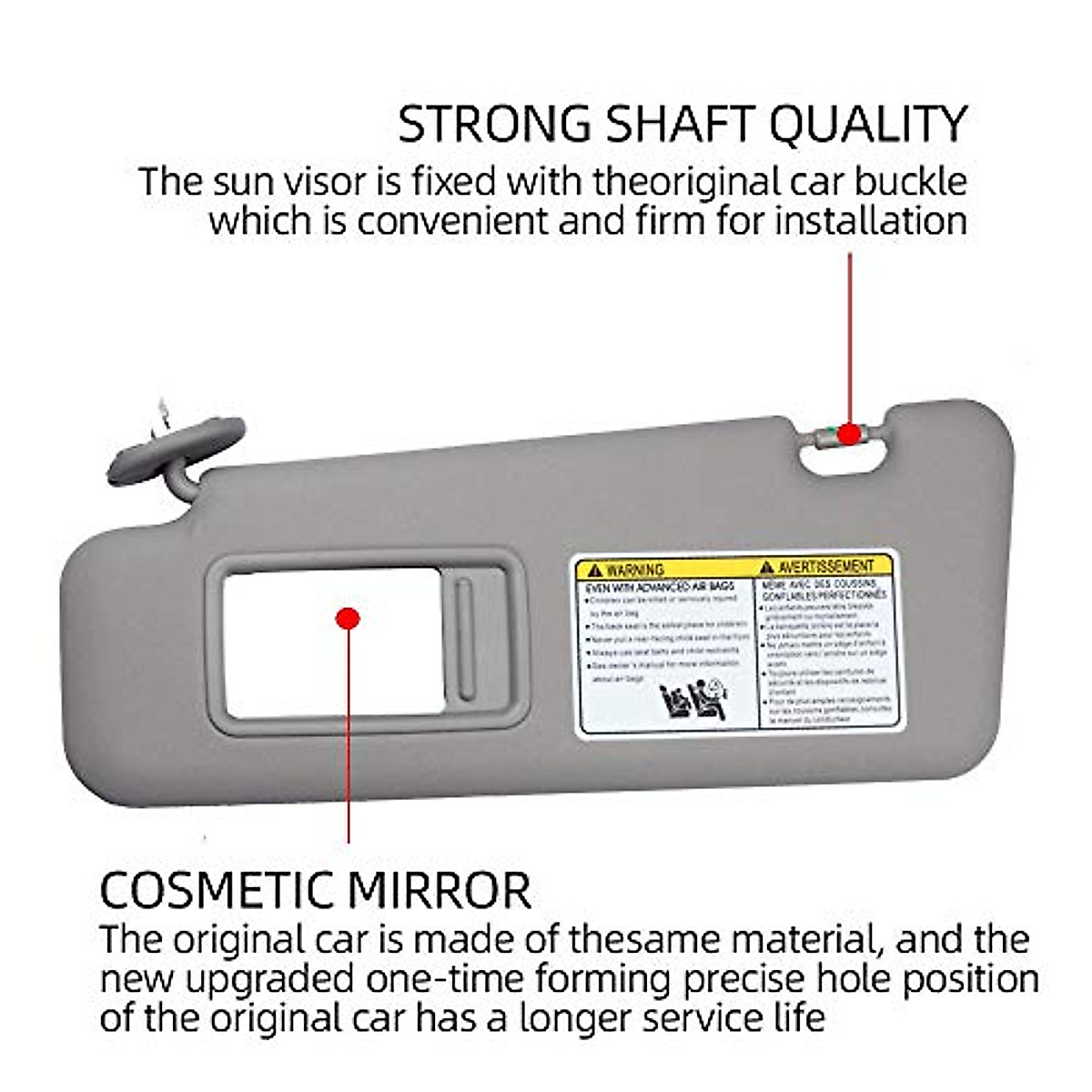 Dasbecan Front Left Driver Side Sun Visor with Light Compatible with Toyota Highlander 2008-2013 74320-48500-B0 (Gray)