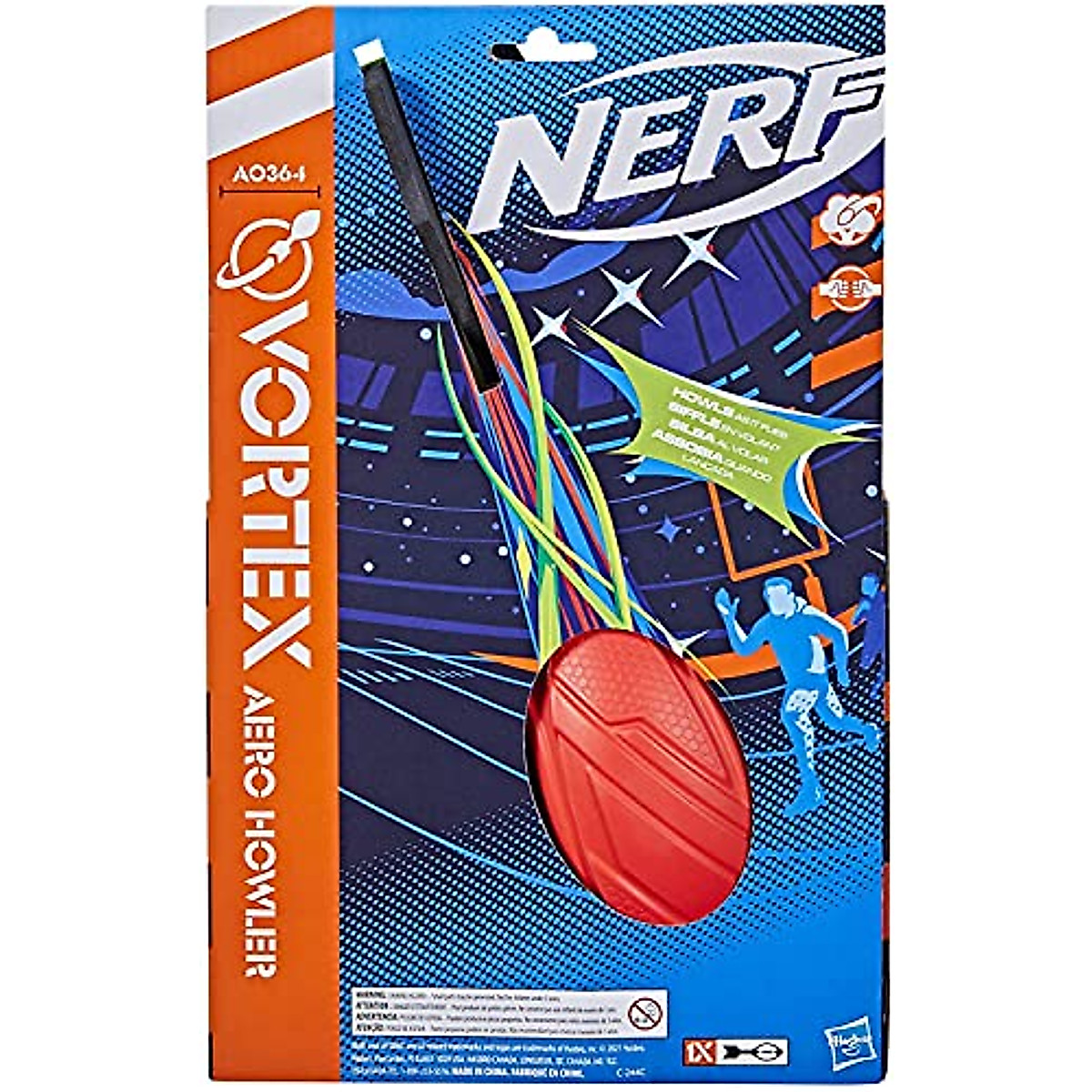 NERF Vortex Aero Howler Foam Ball, Classic Long-Distance Football, Flight-Optimizing Tail, Whistling Sound, Indoor & Outdoor Fun
