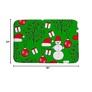 ZHONGJI Bath Mat Bath Rug Floor Mats Non-Slip Memory Foam Soft Rubber Back ﻿Snowmen Gifts Balls Hats Red Green Dry Fast Machine Washable Hotel Bathroom 36 x 24 Inch