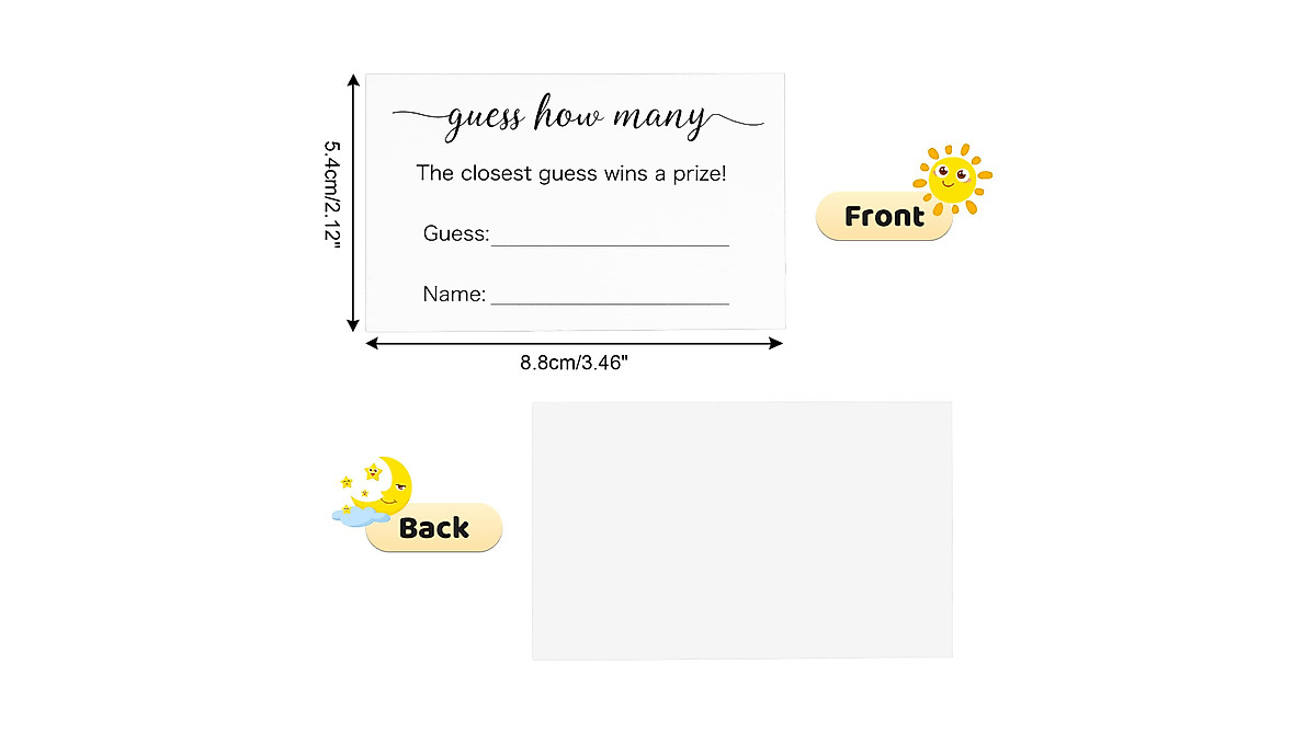 Guess How Many Game Cards for Baby Shower & Parties - 50 Pcs
