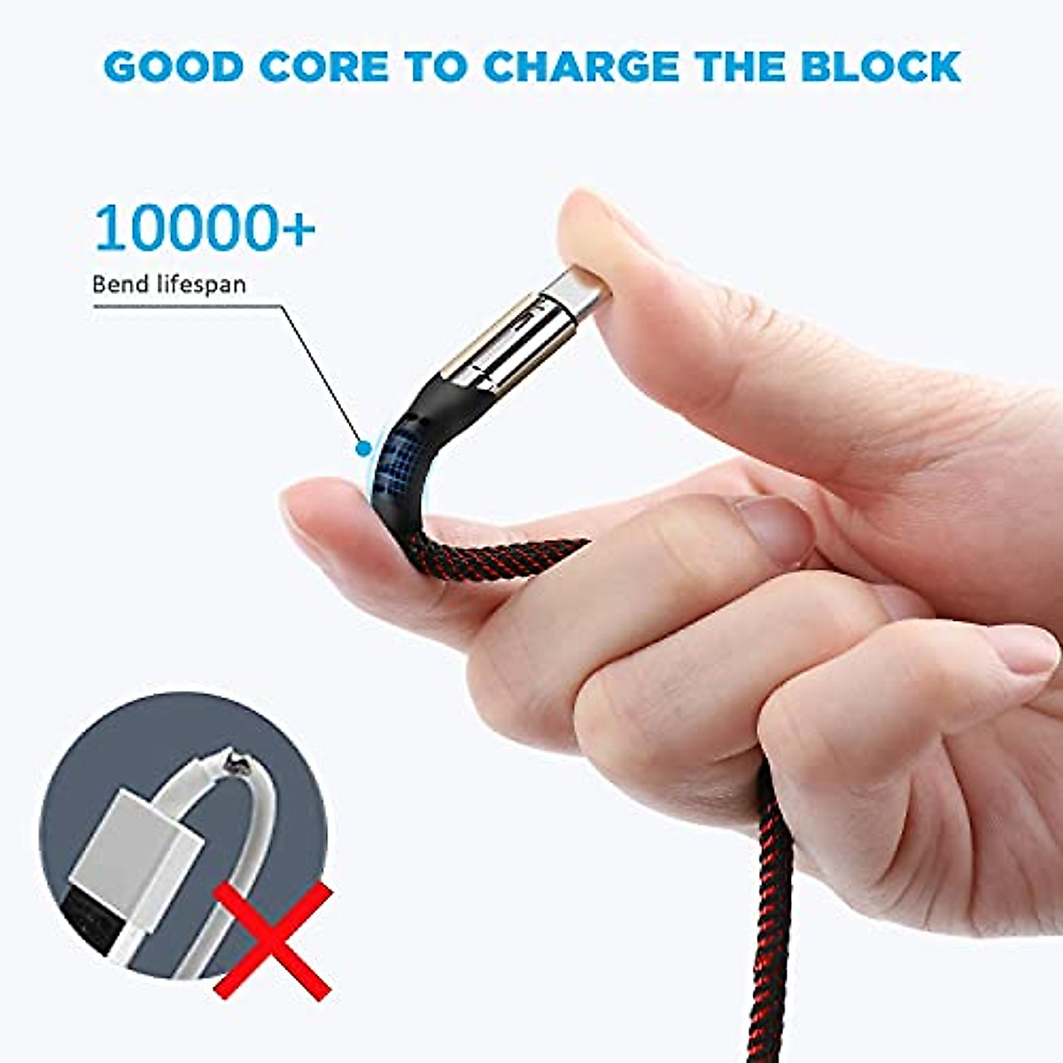 [ 2Pack 4FT] Multi Charging Cable Nylon Braided Universal 4 in 1 Multiple USB Cable Fast Charging ,With Dual Phone/USB-C/Micro-USB Port Adapter, Compatible with Cell Phones Tablets Universal Use