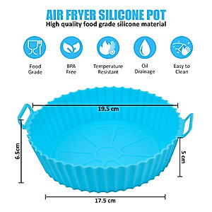Air Fryer Silicone Pot, 2 Pack Reusable Silicone Air Fryer Liners, Air Fryer Accessories, Replacement for Disposable Parchment Paper Liner Fit 3.5-7Qt