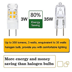 GY8.6 G8 LED Bulb 3W, 120V 30W Halogen Replacement Bulb, Improved Version G8/GY8.6 Bi-pin Base,for Microwave Lighting, Under Counter Kitchen Lighting, Under-Cabinet Light(6-Pack)(Warm White 3000K)