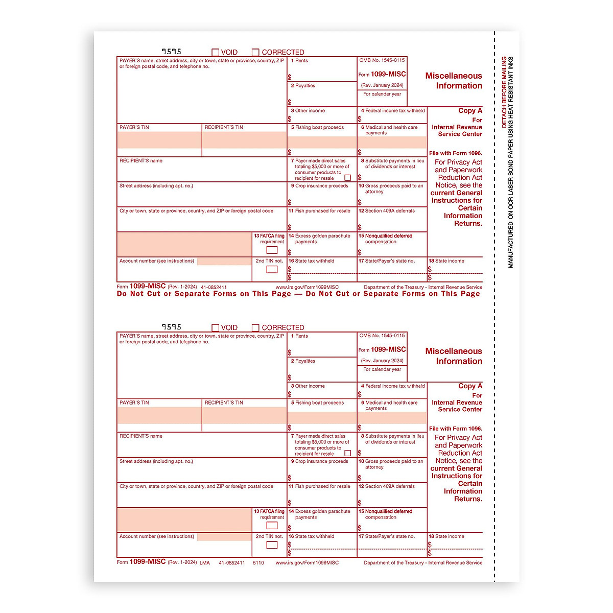 1099 MISC Forms 2022, 4 Part Tax Forms Kit, 25 Vendor Kit of Laser Forms, Compatible with QuickBooks and Accounting Software, 25 Self Seal Envelopes Included