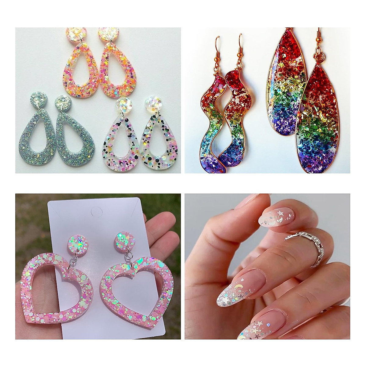 Holographic Glitter for Crafts, Chunky and Fine Glitter Mix, Set of 40 Colors Glitter, Cosmetic Face Eye Hair Body Glitter, Iridescent Nail Art Glitter, Resin Glitter for Tumbler Cups Slime Making