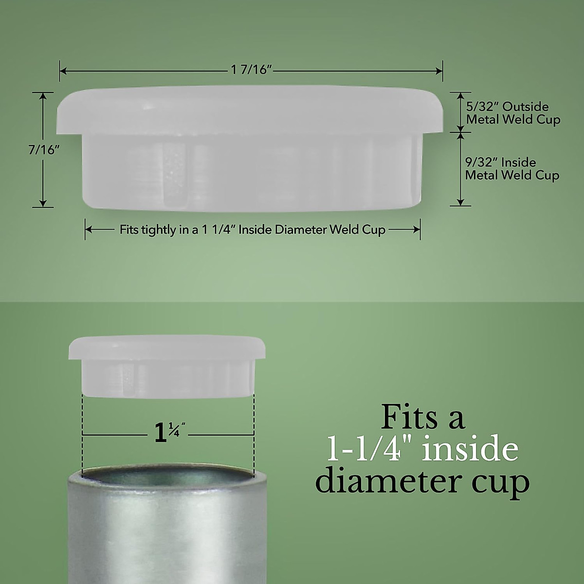 Jejavu 1-1/4" Deluxe Wrought Iron Chair Glides, Protect Your Outdoor Furniture, Chair Leg Floor Protectors, Plastic Floor Protector, Round, Pack of 16, White