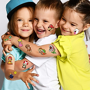 Mario Party Supply Temporary Tattoos | Pack of 34 | MADE IN THE USA | Skin Safe | Party Supplies & Favors | Removable