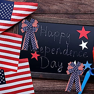 AnyDesign Patriotic Wired Edge Ribbon 24 Yards USA Flag Stars Stripes Craft Fabric Ribbon 4th of July Decorative Wrapping Ribbon for Independence Day Memorial Day Wreath Bow Making DIY Crafts, 4 Roll