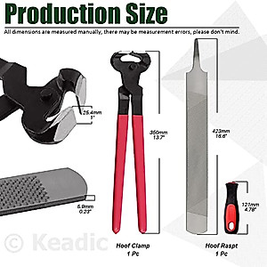 Keadic 7 pcs Horse Farrier Hoof Trimmer Tool Kit Contains Professional Horseshoe Pliers Nipper, Hoof Knife Horseshoe Brush and Rasp Hoof Cutter, Horses Hoof Trim Set for Horses Cattle Sheep Donkeys