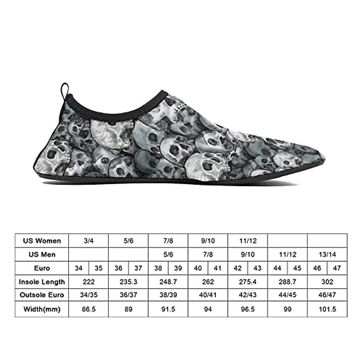 Skull Skeleton Water Shoes for Men Women Quick-Dry Aqua Socks Swim Beach Barefoot Yoga Sportwear Pool Camping