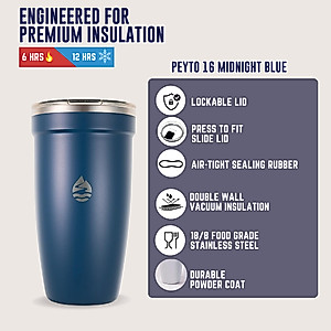 Personalized Photo Engraved Engraved Insulated Tumbler, Name Engraved Tumbler 16 oz. Stainless-Steel Travel Mug with Slide Lid, Custom Design Christmas Gift (Classic Blue)