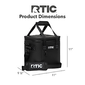 RTIC Soft Cooler 12 Can, Insulated Bag Portable Ice Chest Box for Lunch, Beach, Drink, Beverage, Travel, Camping, Picnic, Car, Trips, Floating Cooler Leak-Proof with Zipper, Black