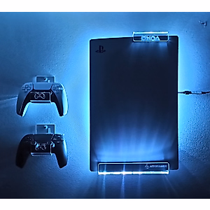 WALL MOUNT FOR PS5 PLAYSTATION 5 WITH MULTICOLOR LED LIGHTING KIT + 2 CONTROL MOUNT (PS5 Digital Edition)