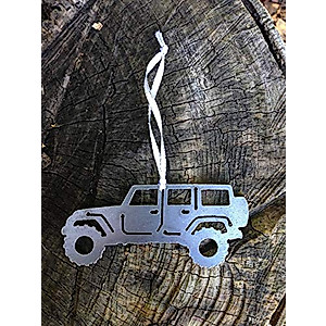 Metal off road Christmas Ornament perfect for 4 door jeep owners (Dark Grey-Bare Metal)