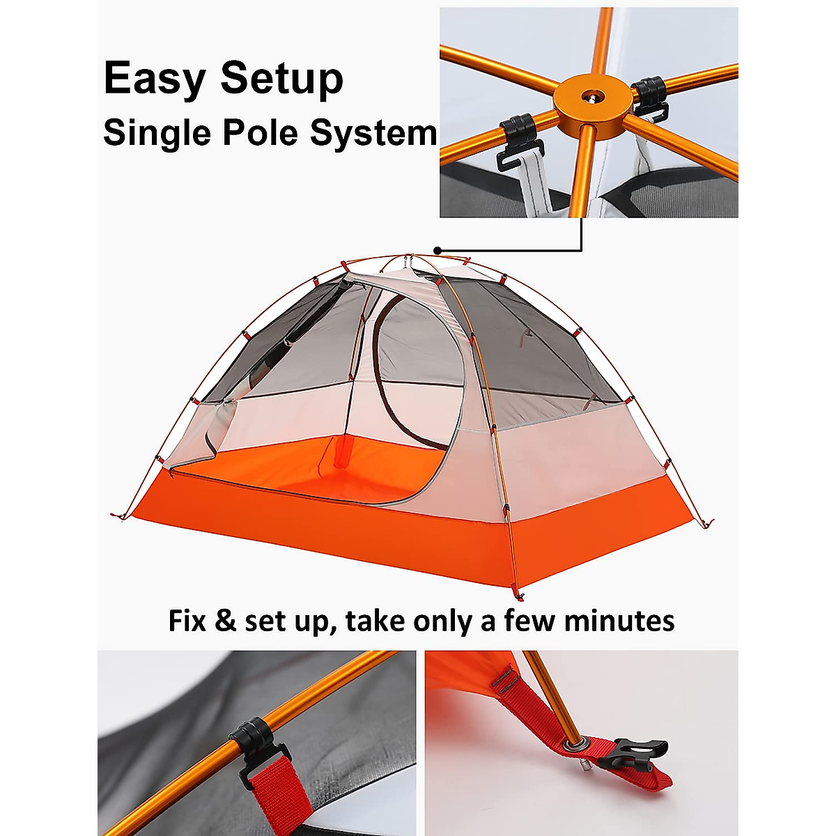 Backpacking Tent - AYAMAYA Waterproof 2 Person Ultralight Camping Tents with Removable Rainfly,Lightweight Aluminum Frame Freestanding Hiking Tent for 1 2 Person Easy Setup for Camping Hunting Travel