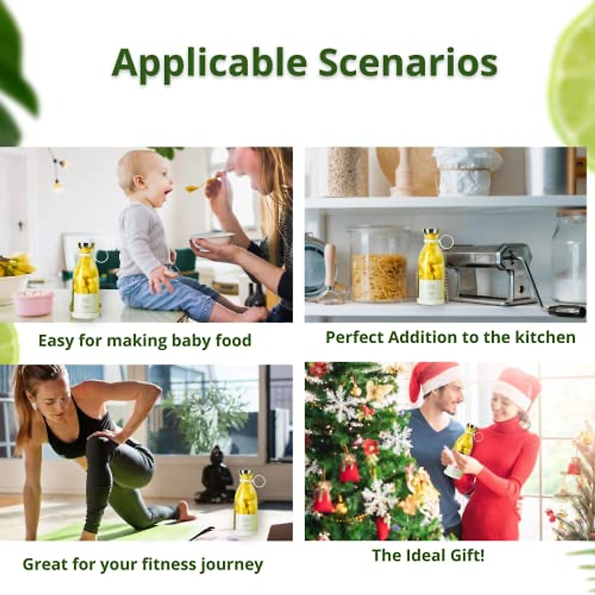 Mini Personal Size Blender, Portable Blender Bottle, Mini Rechargeable Blender, USB Charged Blender, 3 Reusable Aluminium Straw, 1 Straw Cleaner, 1 Straw Carrying Bag, White