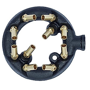 METER STAR 41,000 BTU 10 Jets Homemade Cast Iron Burner Assembly Flame Control System and High Pressure Regulator with Hose for DIY Forge Pizza Oven Turkey Fryer Accessories