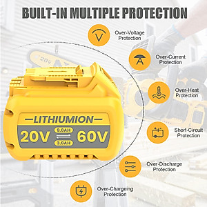 JUNWOOD 2Pack 9.0Ah Replacement for Dewalt 20V 60V Flexvolt Battery Compatible with DCB609 DCB606 DCB612 DCB200 DCB201 DCB203 DCB204 DCB206 DCB207 DCB209