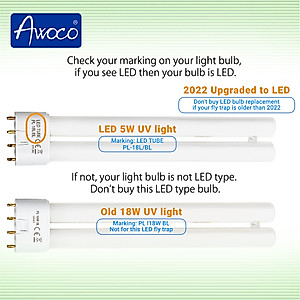 Awoco Replacement LED Tube PL-18L 5 W LED UV Light Bulb for Wall Mount Sticky Fly Trap Lamp FT-1C18-LED (PL-18L)