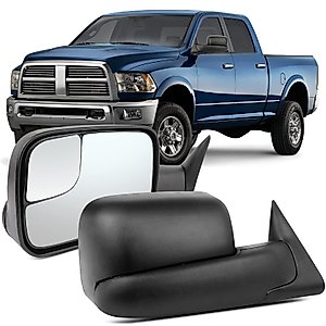 OCPTY Left Right Pair Tow Mirror Towing Mirrors for 1994-2001 for DODGE for Ram 1500 1994-2002 for DODGE for Ram 2500 1994-2002 for DODGE for Ram 3500 Manual Adjusted with Black housing