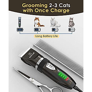 oneisall Cat Grooming Clippers for Matted Hair, 2-Speed Cat Grooming Kit Cordless Low Noise Pet Hair Clipper Trimmer for Dogs Cats Animals (Gray)
