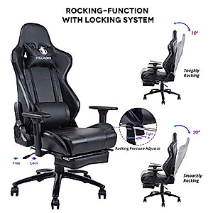 KILLABEE Big and Tall 350lb Massage Gaming Chair Metal Base - Adjustable Massage Lumbar Cushion, Retractable Footrest High Back Ergonomic Leather Racing Computer Desk Executive Office Chair