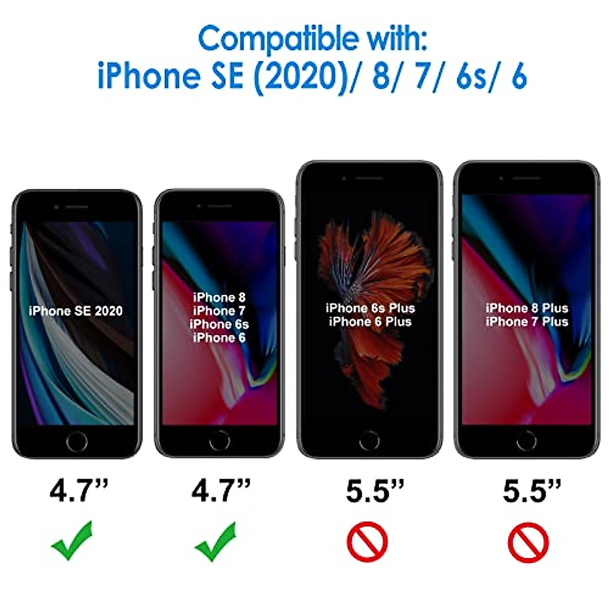 JETech 3-Pack Screen Protector for iPhone SE 3/2 (2022/2020 Edition), iPhone 8, iPhone 7, iPhone 6s, and iPhone 6, Tempered Glass Film, 4.7-Inch