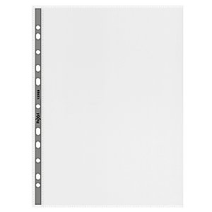 Rexel Nyrex Premium A4 Punched Pocket with Grey Spine, Clear, Left Opening, Pack of 25, 12203