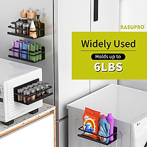 Rasupro 2 Pack Magnetic Spice Rack Organizer, Enduring Magnetic Spice Rack for Refrigerator Easy Install, Perfect Magnetic Shelf for Kitchen Organization, Seasoning Magnet Fridge Spice Shelf