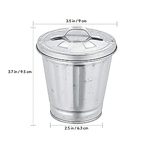 NUOBESTY Mini Garbage Cans Mini Desktop Trash Can Mini Tabletop Flowerpot Pen Holder Galvanized Waste Container Metal Trash Can Garbage Can Mini Rubbish Bin