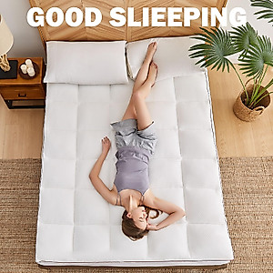 Mattress Topper Queen - Thick Mattress Topper Cover for Back Pain - Extra Firm Mattress Pad - Pillow Top Mattress Protector - Breathable Bed Topper - 8-25 Inch Deep Elastic Pocket - White