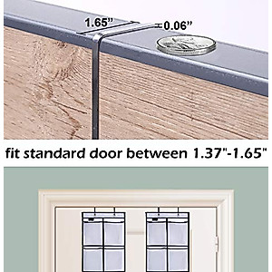 MISSLO Over The Door Shoe Organizer 12 Large Mesh Pockets Hanging Narrow Closet Door, White, 2 Pack