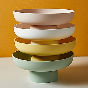 Pearlead Self Draining Fruit Bowl with Detachable Base Fruit and Vegetables Drain Basket Snacks Serving Tray Candy Display Container for Home, Office, Hotel Decoration (Pink)