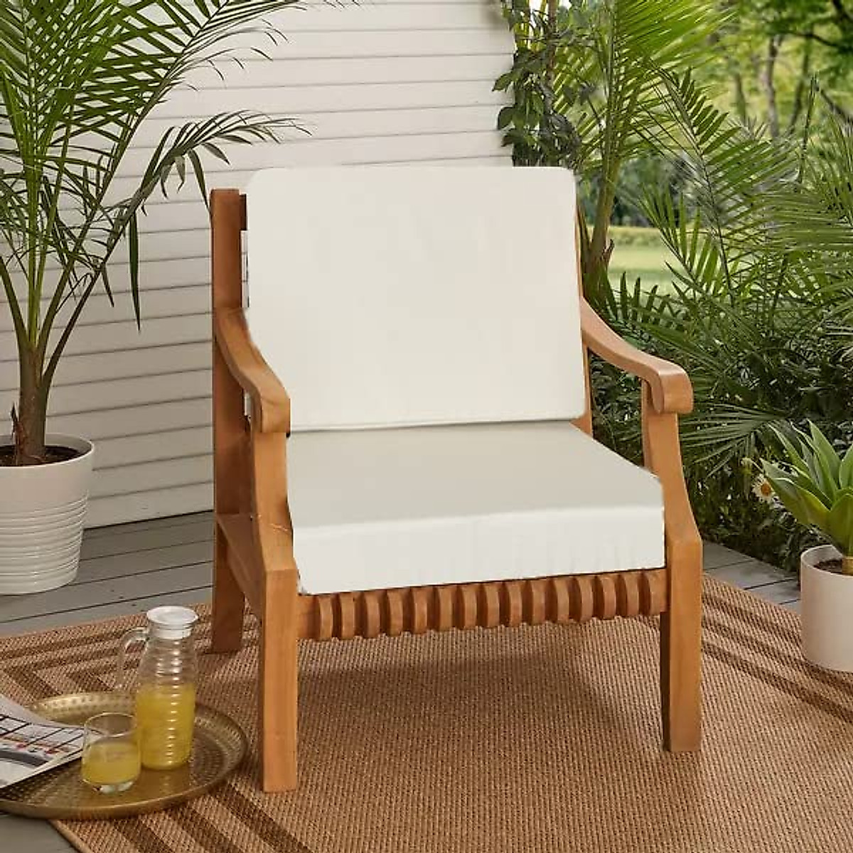 youngseahome Patio Seat Cushion Covers,Washable Slip Covers Replacement,Waterproof Outdoor Furniture Chair Cushion Pillow Seat Cover for Couch,Garden,Sofa,Khaki,24"×22"×4"(4 Covers Only)