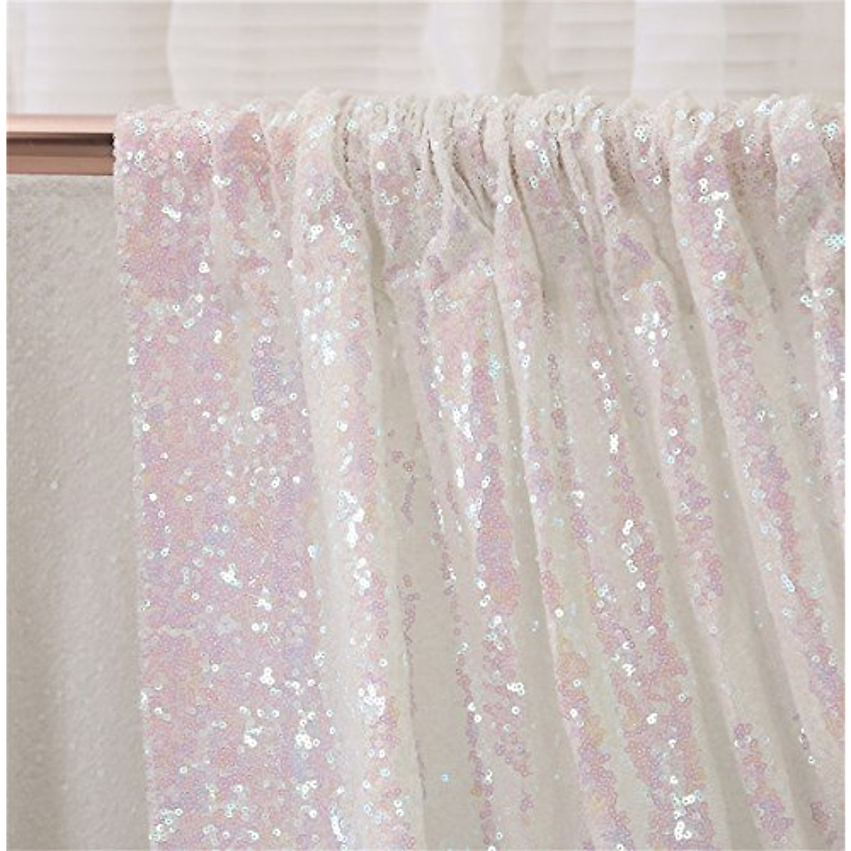 Eternal Beauty Iridescent Sequin Wedding Backdrop Photography Background Party Curtain, 5Ft X 7Ft