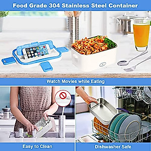 Electric Lunch Box Food Heater, 3 in 1 12V 24V 110V Leakproof Heated Lunch Boxes for Adults, Portable Food Warmer for Car/Truck/Work, Self Heating Lunch Box with 1.8L 304 Stainless Steel Container