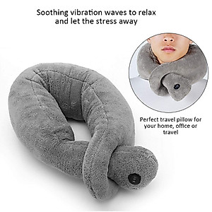 Vibrating Massage Pillow Neck Pillow Portable Neck Massage Soft Touch Breathable Neck Cushion Relieve Stress Pillow for Office Home Travel