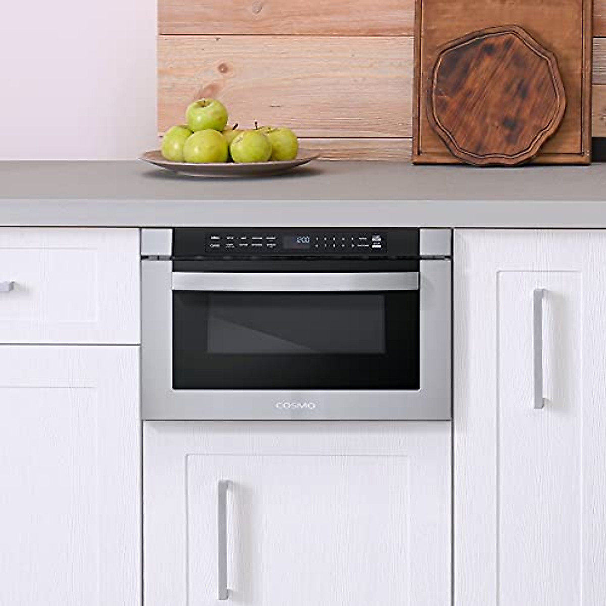 COSMO COS-12MWDSS 24 in. Built-in Microwave Drawer with Automatic Presets, Touch Controls, Defrosting Rack and 1.2 cu. ft. Capacity in Stainless Steel