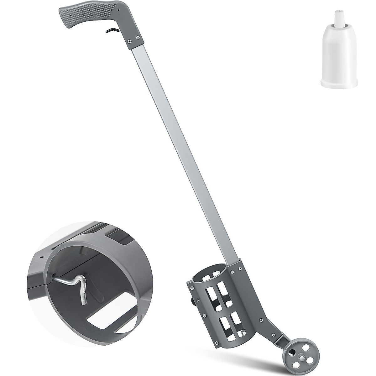 Zonon 1 Piece Industrial Wheeled Marking Wand for Line Paint Stripe Ground Marking Spray Paint Wand for Survey Painting Spray Stick Line Marking Applicator, Side Push, Grey