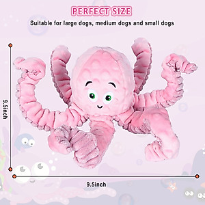BUYPOW Dog Squeaky Toys Octopus - Tough Plush Large Medium & Small Dog Toys - Stuffed Animals Puppy Toys - Funny Cute Dog for Dog Birthday Presents (Octopus Pink)