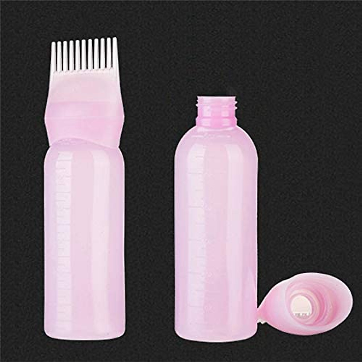 120Ml Applicator Bottle Hair Colour Brush Hair Oil Bottle with Graduated Brush Applicator Bottle Comb Root Comb Salon Hair Coloring Tool (2 Pack Purple)