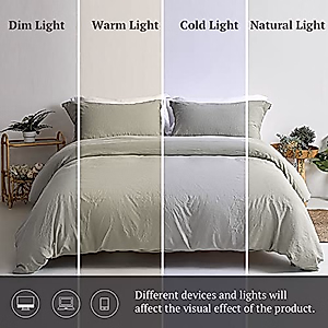 MILDLY Queen Duvet Cover - 100% Washed Microfiber Super Soft October Mist Sage Comforter Cover Set 3 Pieces Bedding Set with Zipper Closure & Corner Ties